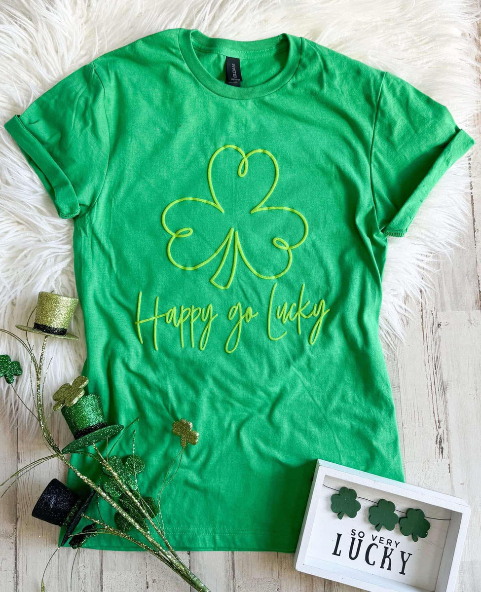 Happy Go Lucky (Puff Ink) Tee (CLOSING 2/3) – Alabama Threads Wholesale